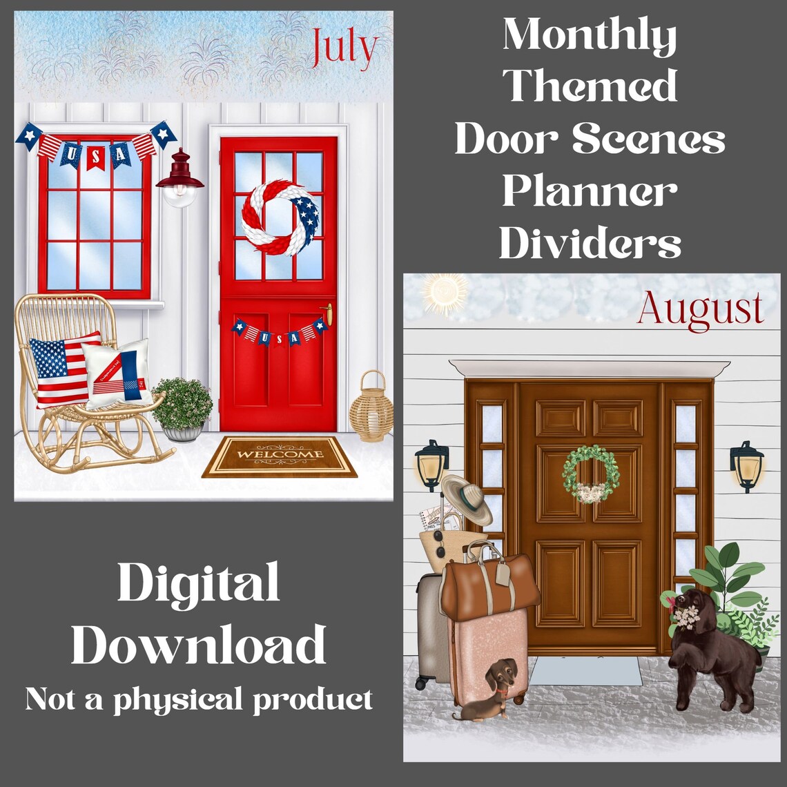 12 Monthly Themed Door Scenes Planner Dividers Monthly - Etsy