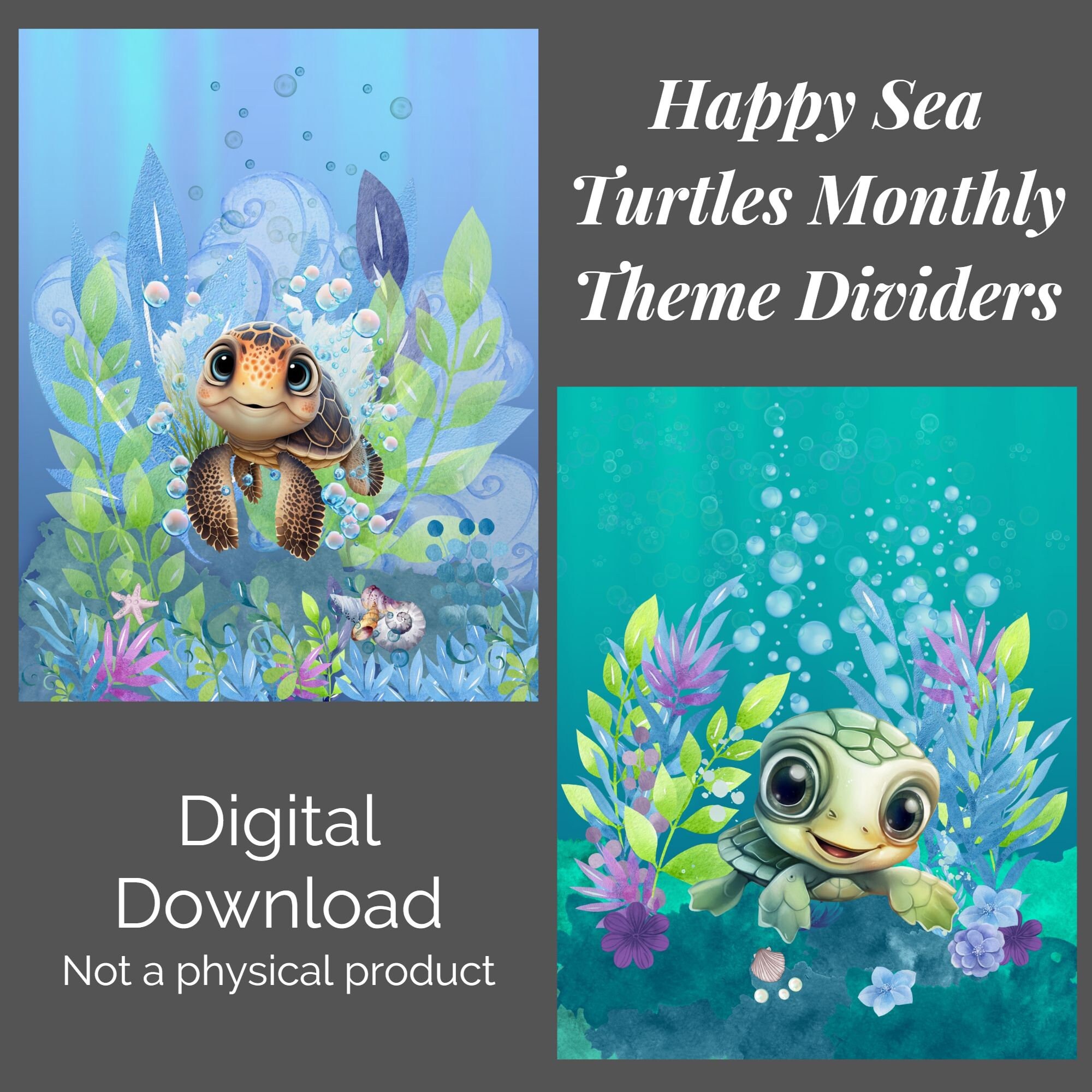 Happy Sea Turtles Printable Planner Dividers Monthly - Etsy