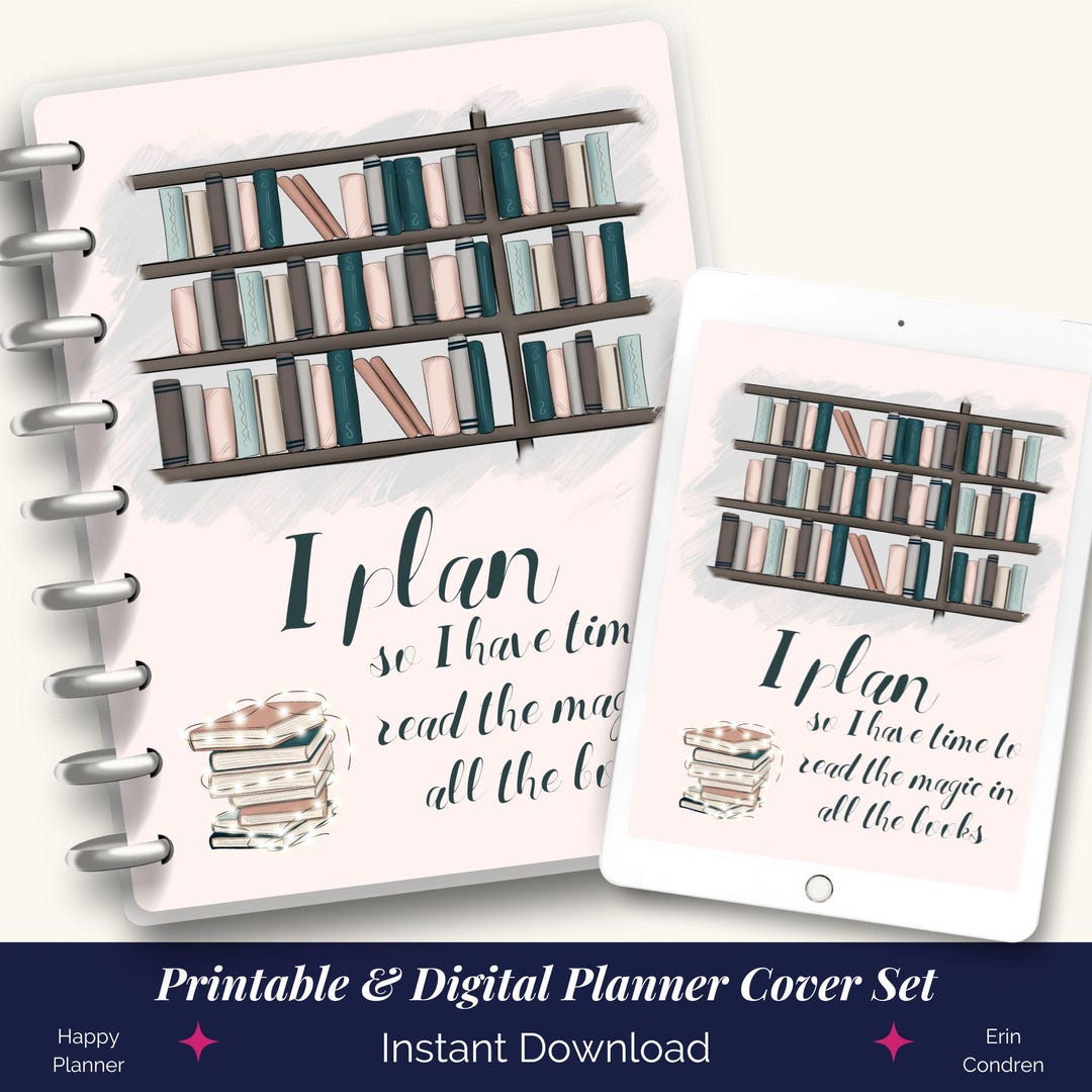 Pink Book Lovers Printable Planner Covers, Printable Cover Pages ...