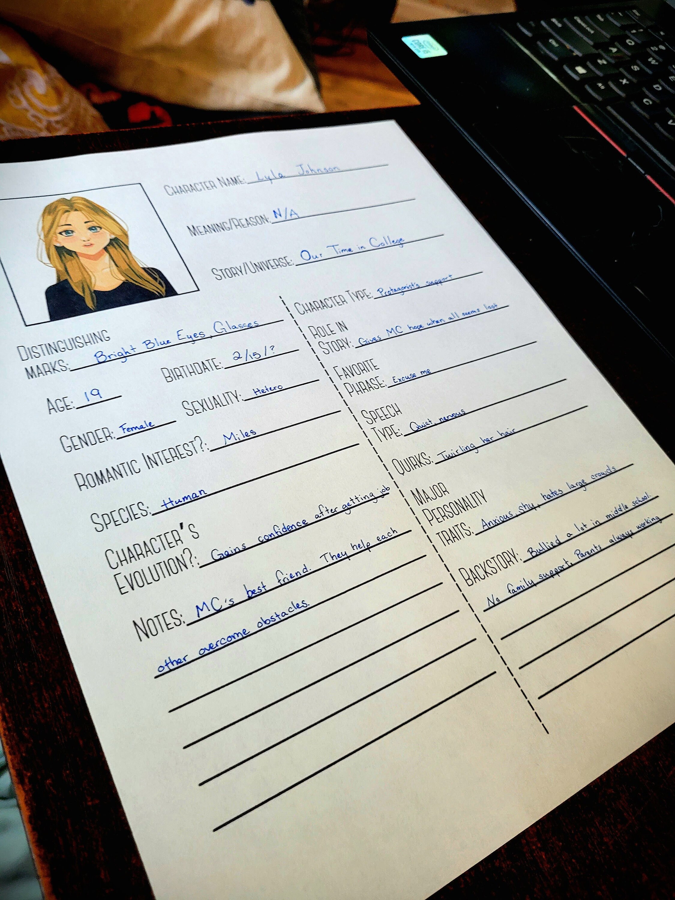 Character Sheet for Writing, D&D, Etc - Etsy