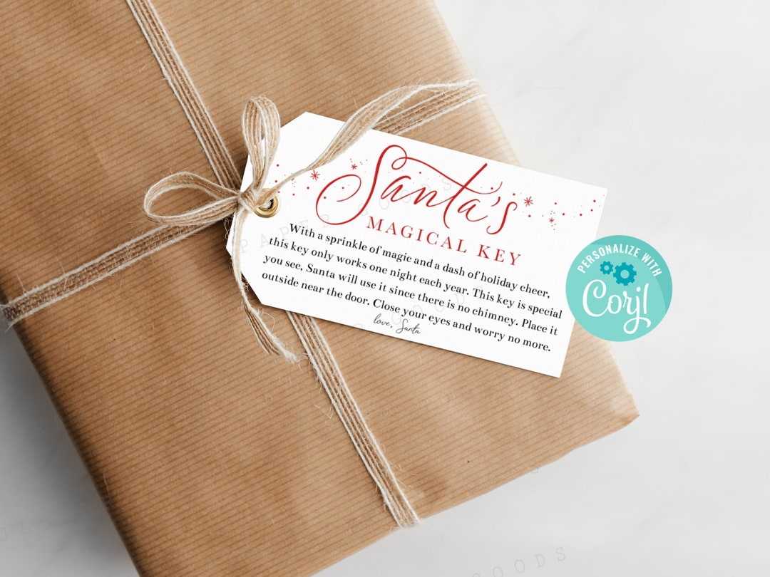 Printable Santa's Magical Key Tag, Instant Download, Editable Magic Key ...