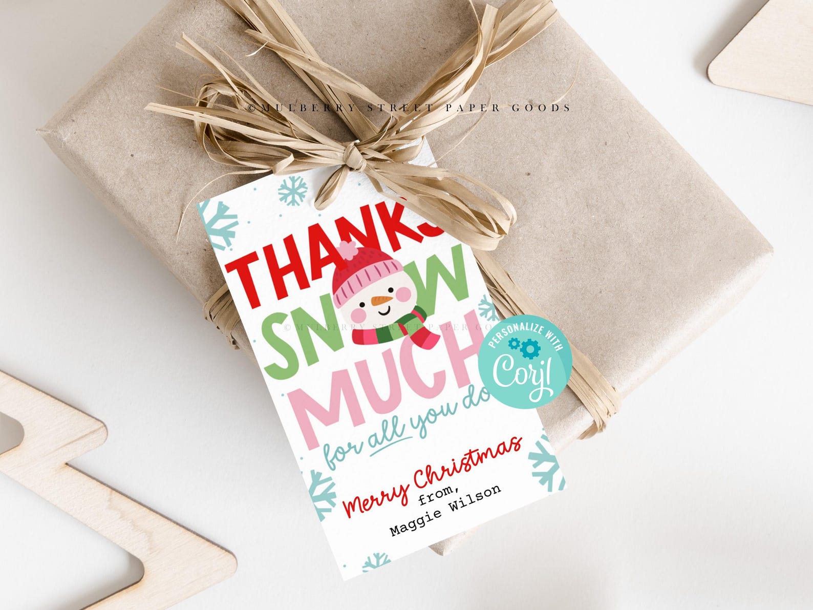 Thanks Snow Much Gift Tag Printable Christmas Thank You Tag Gift for ...