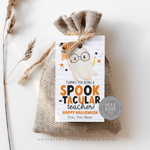 Halloween School Ghost Gift Tag Printable Halloween Teacher Gift Tag ...