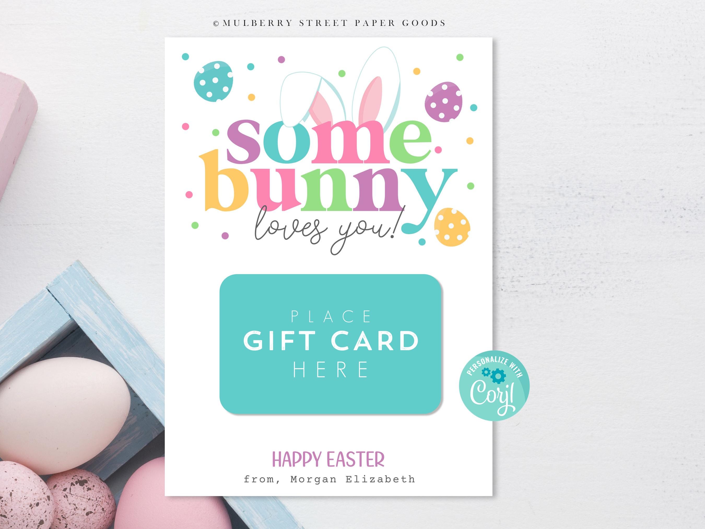 Printable Some Bunny Loves You Easter Gift Card Holder, Happy Easter ...