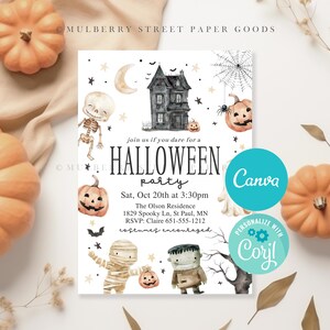 Editable Halloween Invitation Printable Halloween Party Invite Canva ...