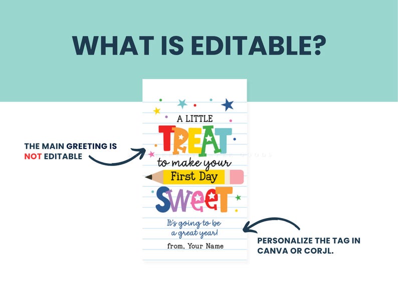 Printable First Day of School Gift Tag Canva Template Digital Download ...