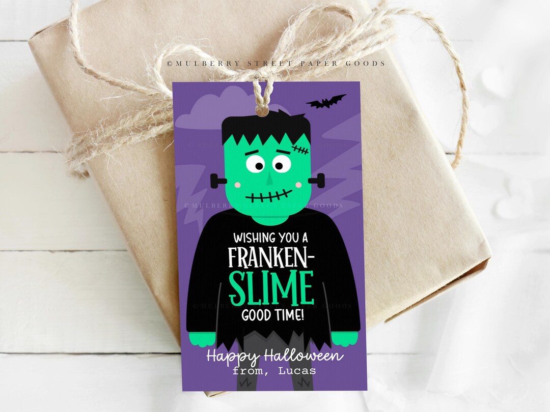 Halloween Slime Gift Tag Printable Frankenstein Halloween Noncandy Gift ...