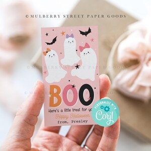 Printable Halloween Gift Tag Ghost Ghouls Pink Halloween Treat Tag ...