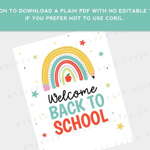 Editable Welcome Back to School Sign Printable, First Day of School ...