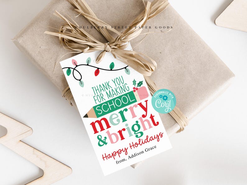 Christmas School Gift Tag Digital Download Thanks for Making School ...