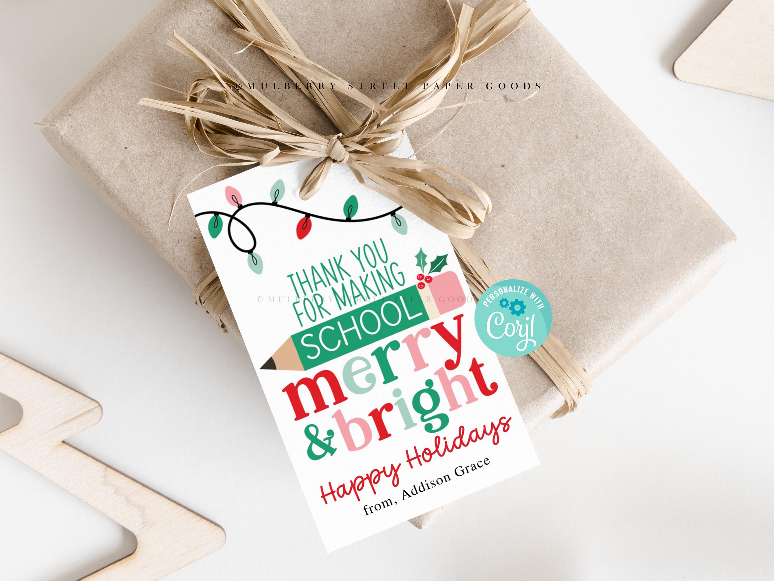 Christmas School Gift Tag Digital Download Thanks for Making School ...