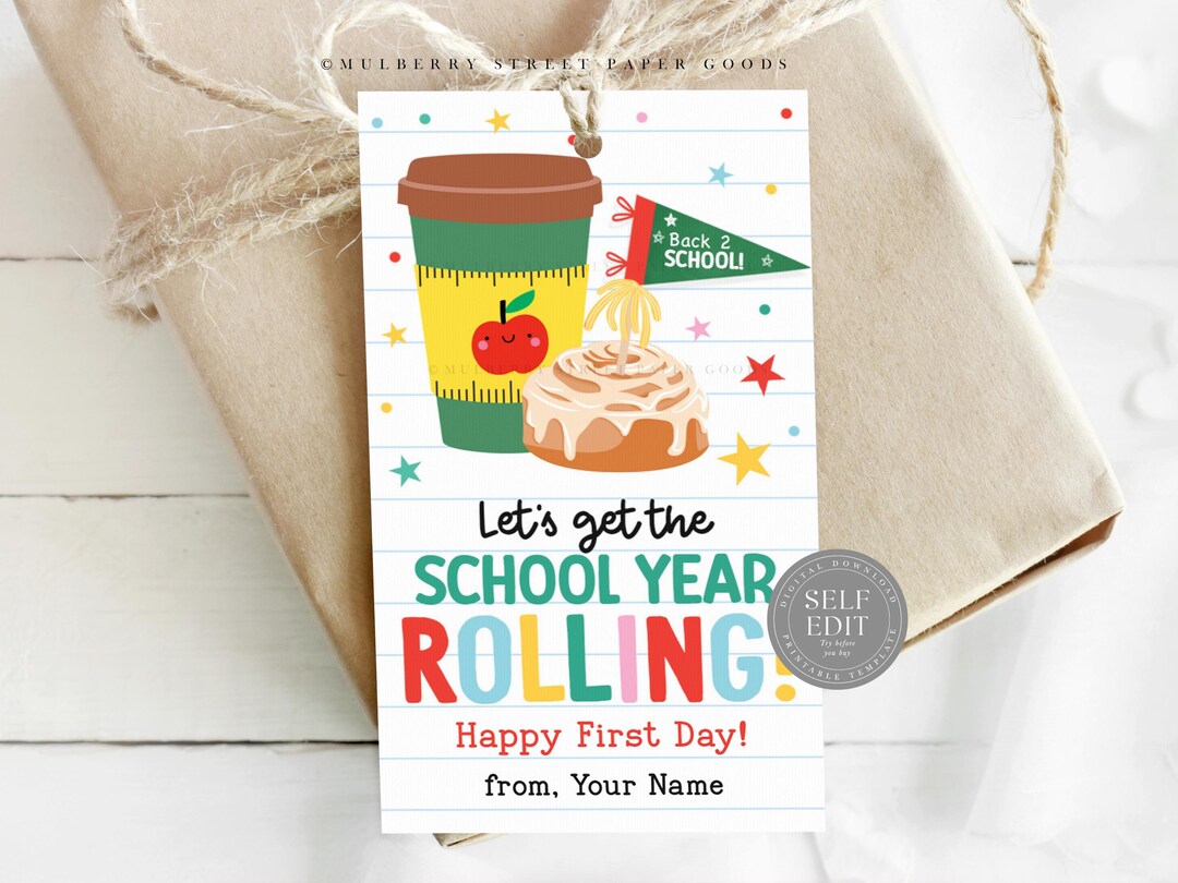 Welcome Back to School Gift Tag Printable Coffee Cinnamon Roll Teacher ...