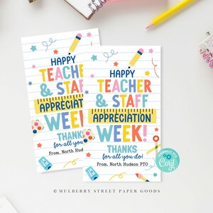 Teacher Staff Appreciation Gift Tag Printable Instant Download Teacher ...