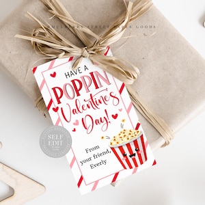 Printable Have a Popping Valentine's Day Card, Popcorn Valentine Tag ...