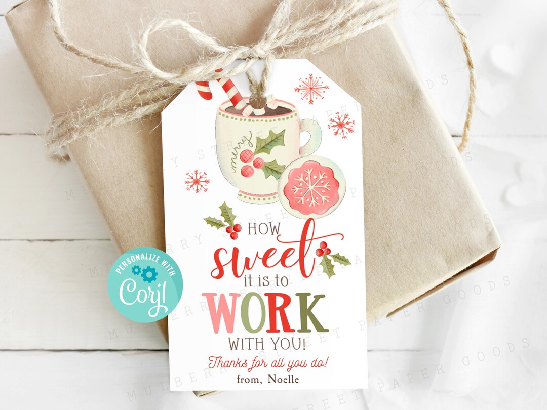 Printable How Sweet It is to Work With You Christmas Gift Tag, Co ...