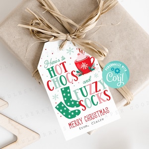 Printable Hot Chocolate and Fuzzy Socks Christmas Gift Tag, Secret ...