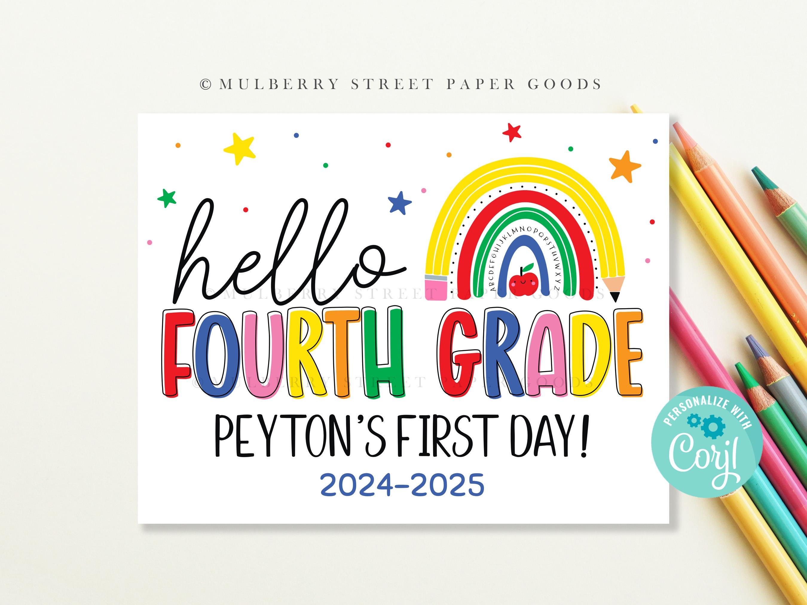 Editable First Day of School Sign Hello Fourth Grade Printable Sign ...