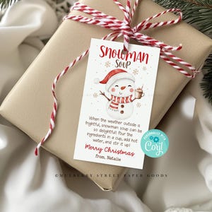 Snowman Soup Gift Tag Digital Download Christmas Hot Cocoa Gift Tag ...