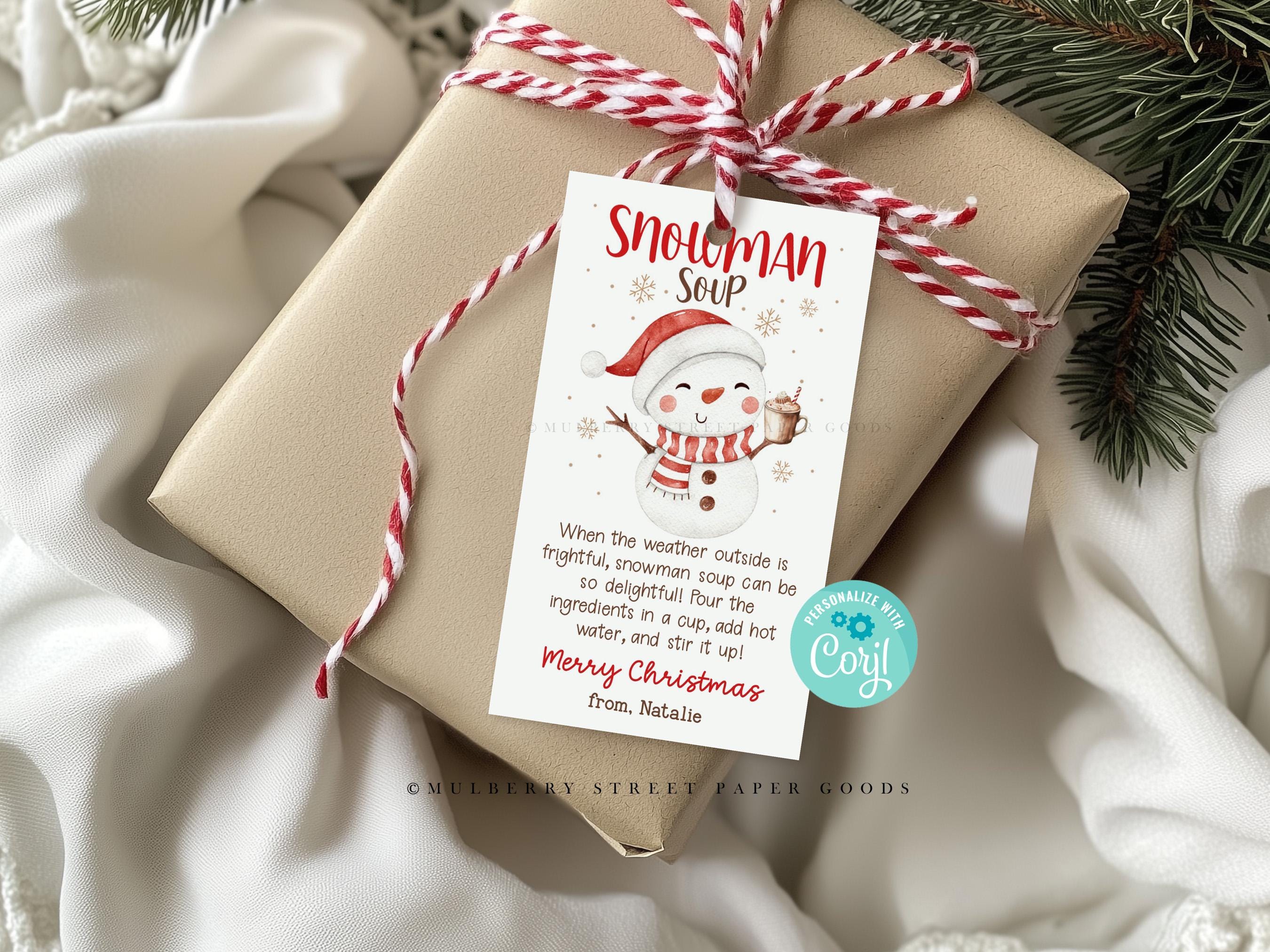 Snowman Soup Gift Tag Digital Download Christmas Hot Cocoa Gift Tag ...