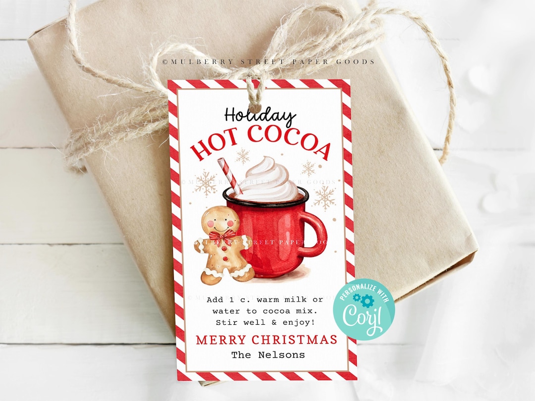 Holiday Hot Cocoa Printable Gift Tag Digital Download Personalized ...