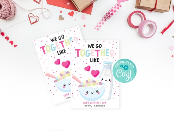 Printable We Go Together Like Cereal and Milk Valentine Card | Etsy