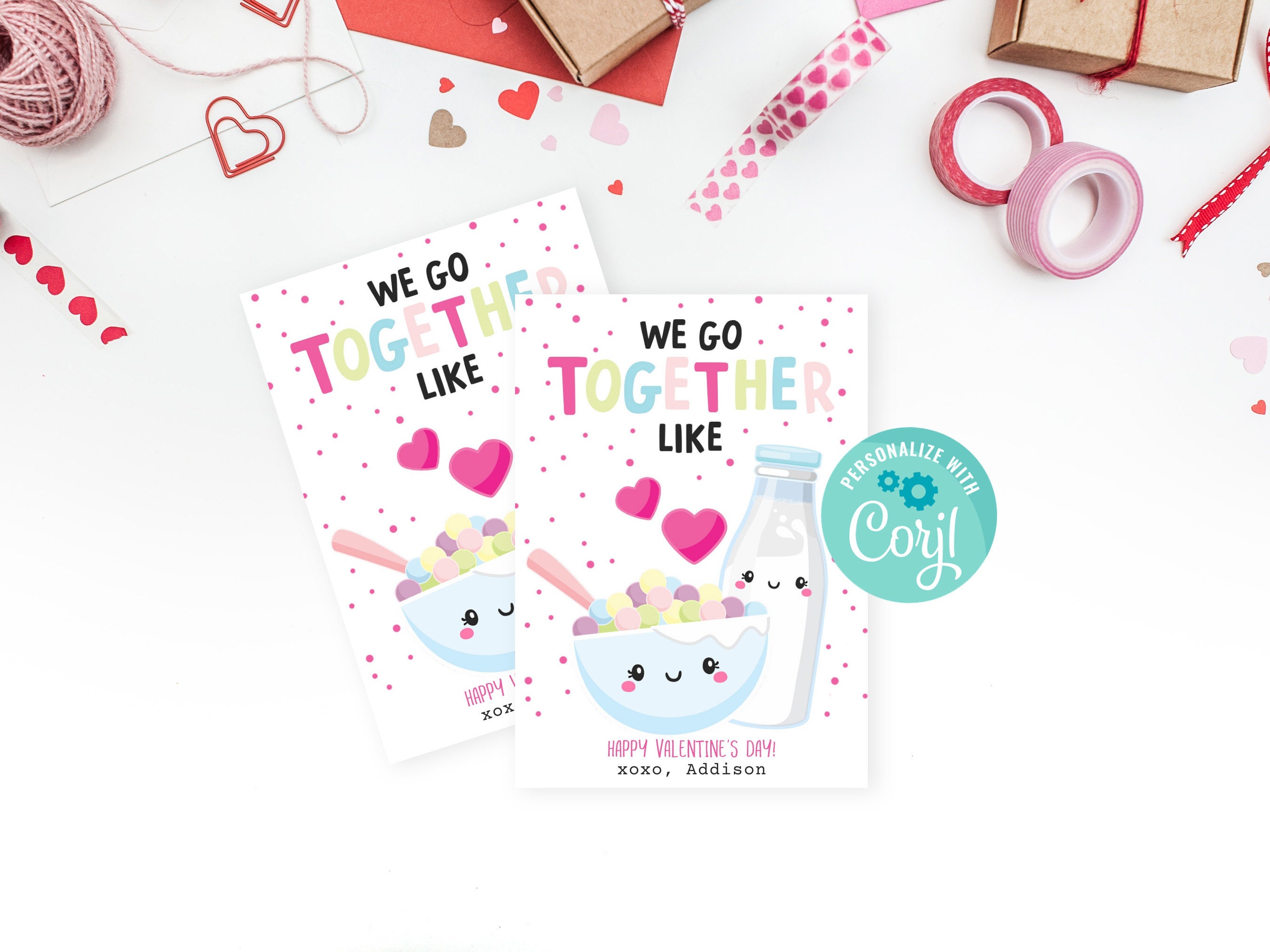 Printable We Go Together Like Cereal and Milk Valentine Card - Etsy