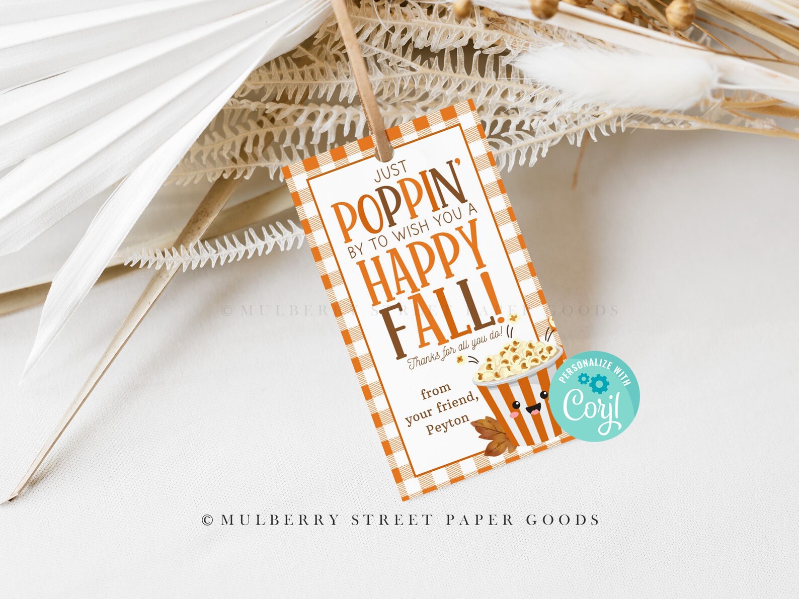 Fall Popcorn Gift Tag Template Printable Just Poppin by Happy Fall ...