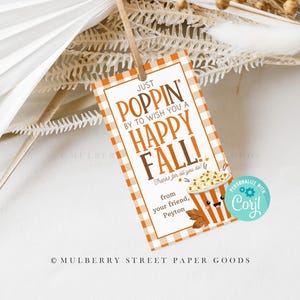 Fall Popcorn Gift Tag Template Printable Just Poppin by Happy Fall ...