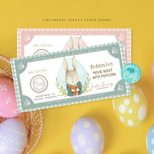Printable Easter Bunny Bucks Digital Download Easter Bunny Dollar Bill ...
