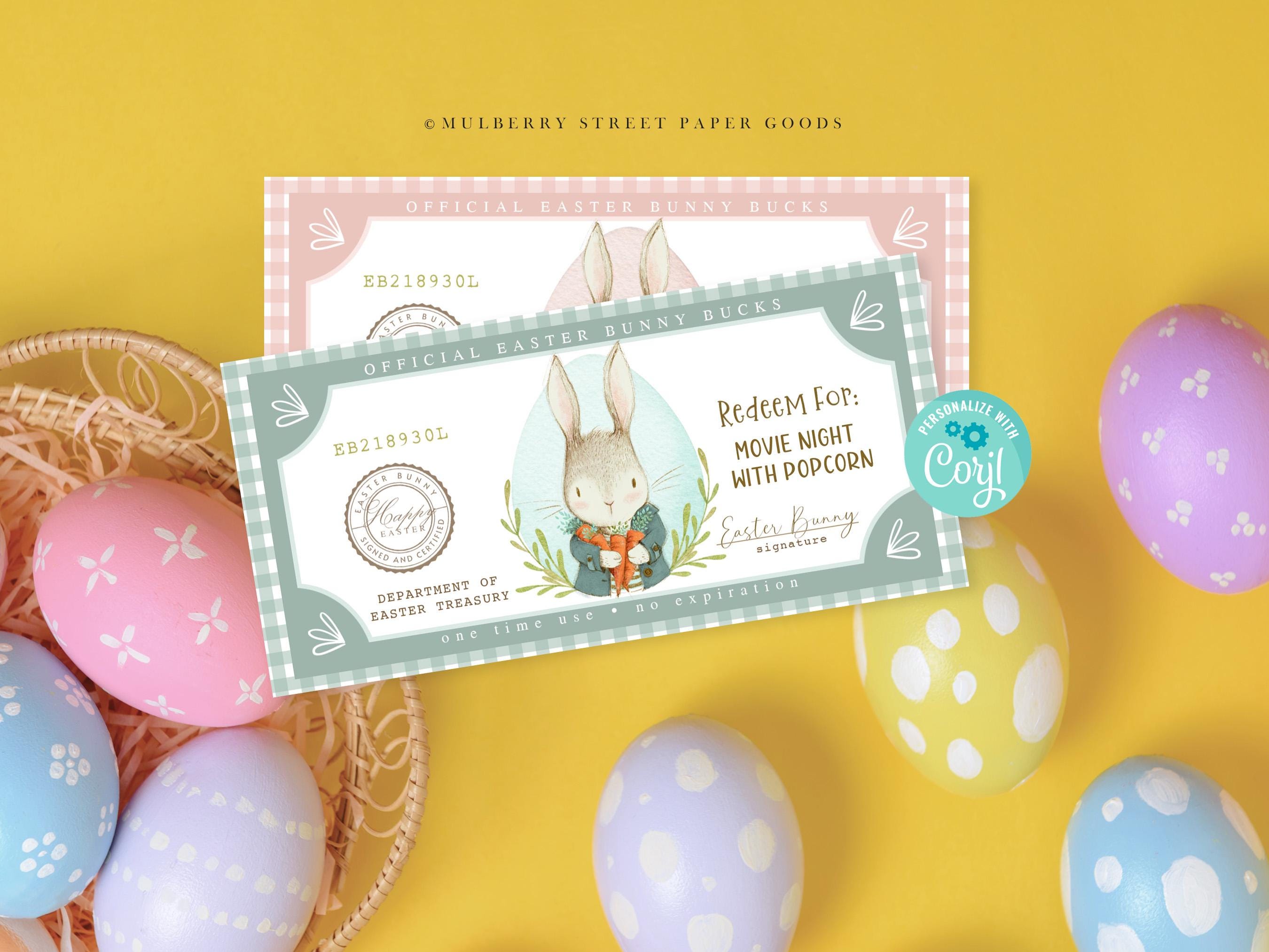 Printable Easter Bunny Bucks Digital Download Easter Bunny Dollar Bill ...