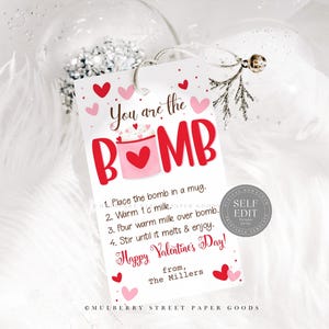 Printable Hot Cocoa Bomb Valentine Gift Tag Teacher Client Classroom ...