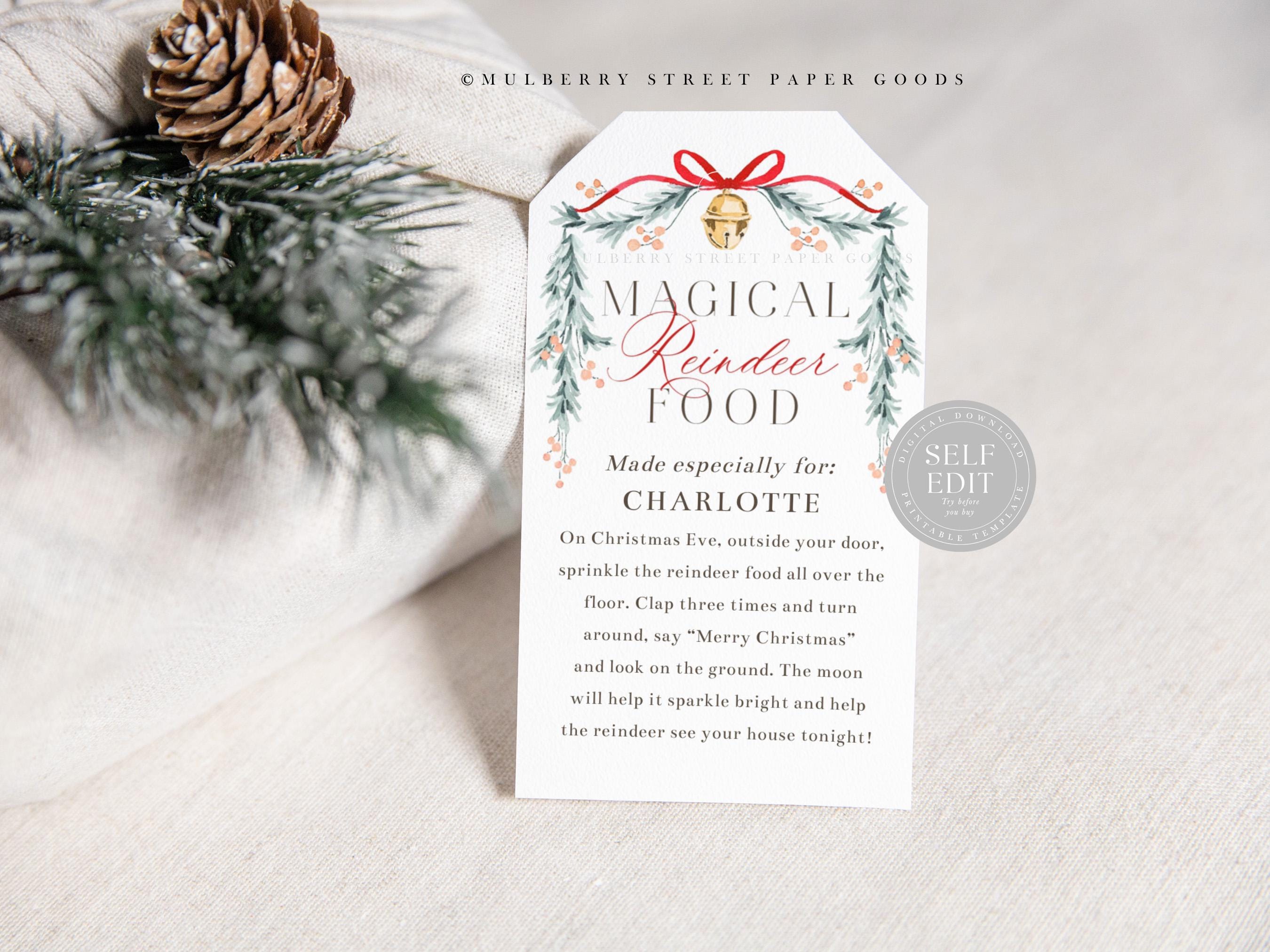 Editable Reindeer Food Gift Tag Canva Template Digital Reindeer Food ...