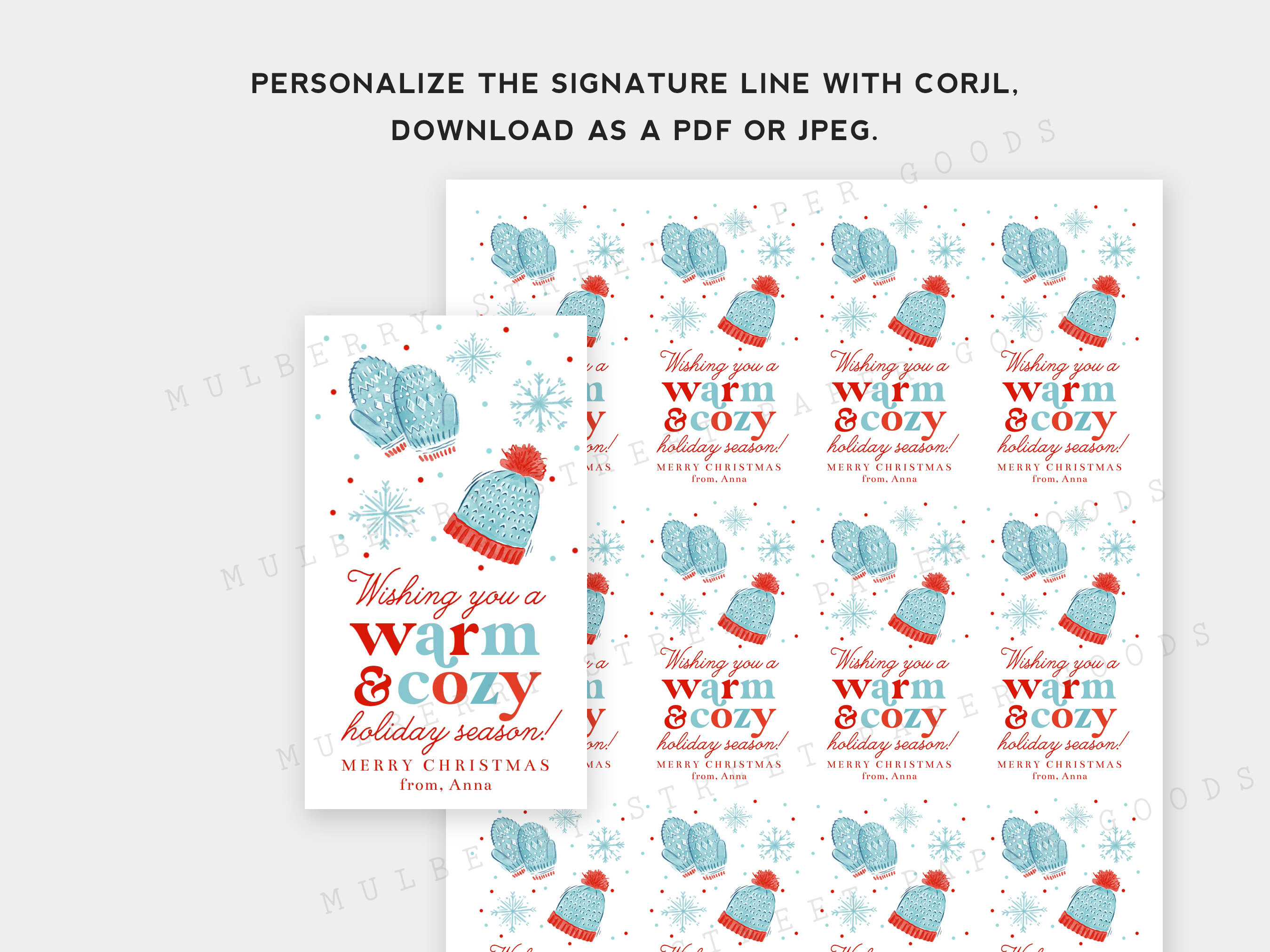 Printable Warm and Cozy Holiday Season Gift Tag, Christmas Favor Tag ...
