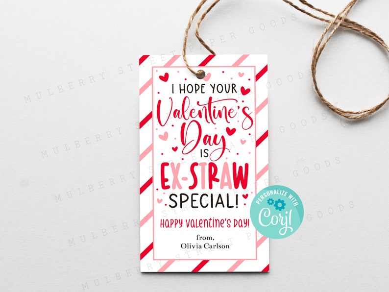 Printable I Hope Your Valentine's Day is Ex-straw Special - Etsy