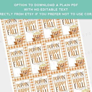Fall Popcorn Gift Tag Template Printable Just Poppin by Happy Fall ...