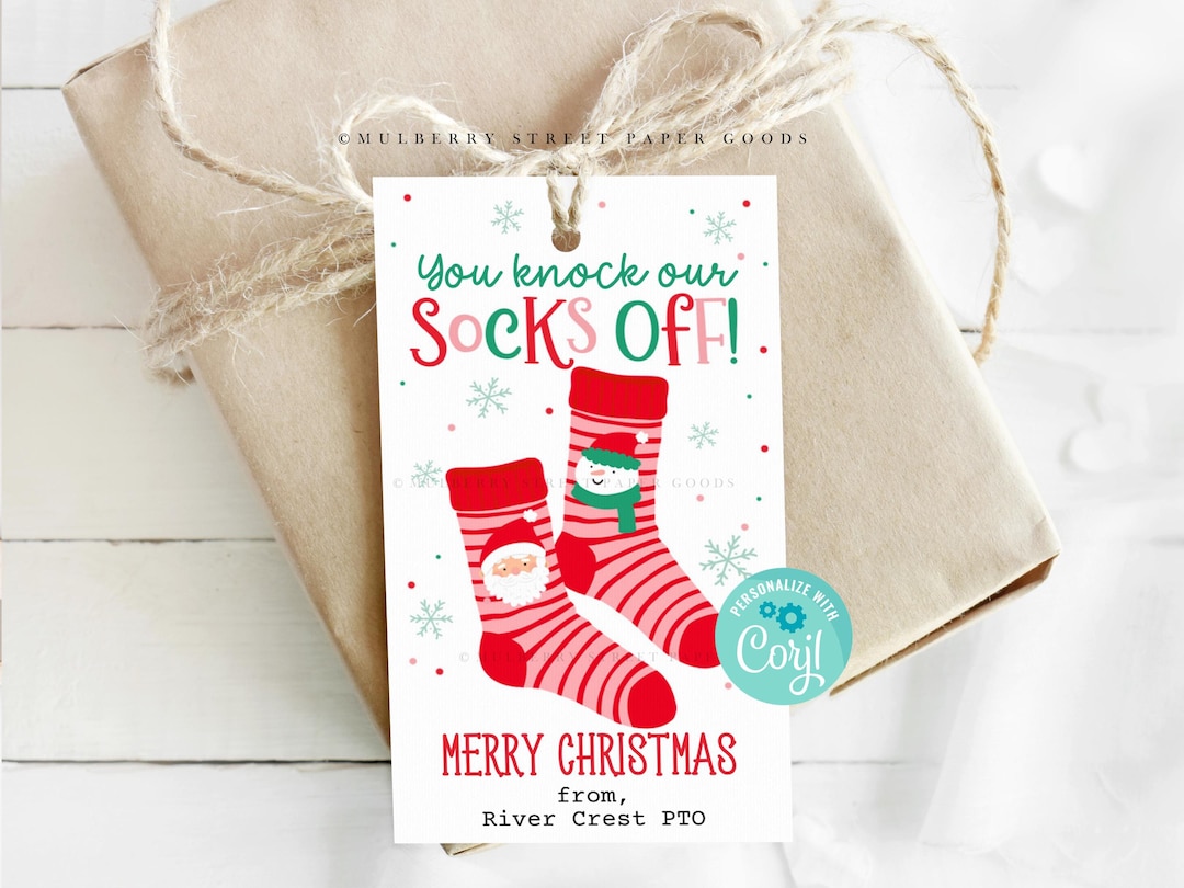 Editable Christmas Socks Gift Tag Printable Teacher Appreciation ...