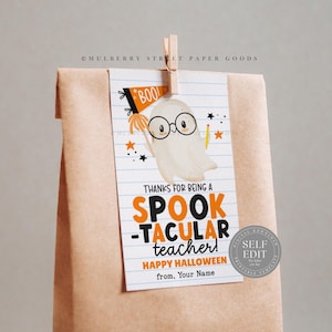 Halloween School Ghost Gift Tag Printable Halloween Teacher Gift Tag ...