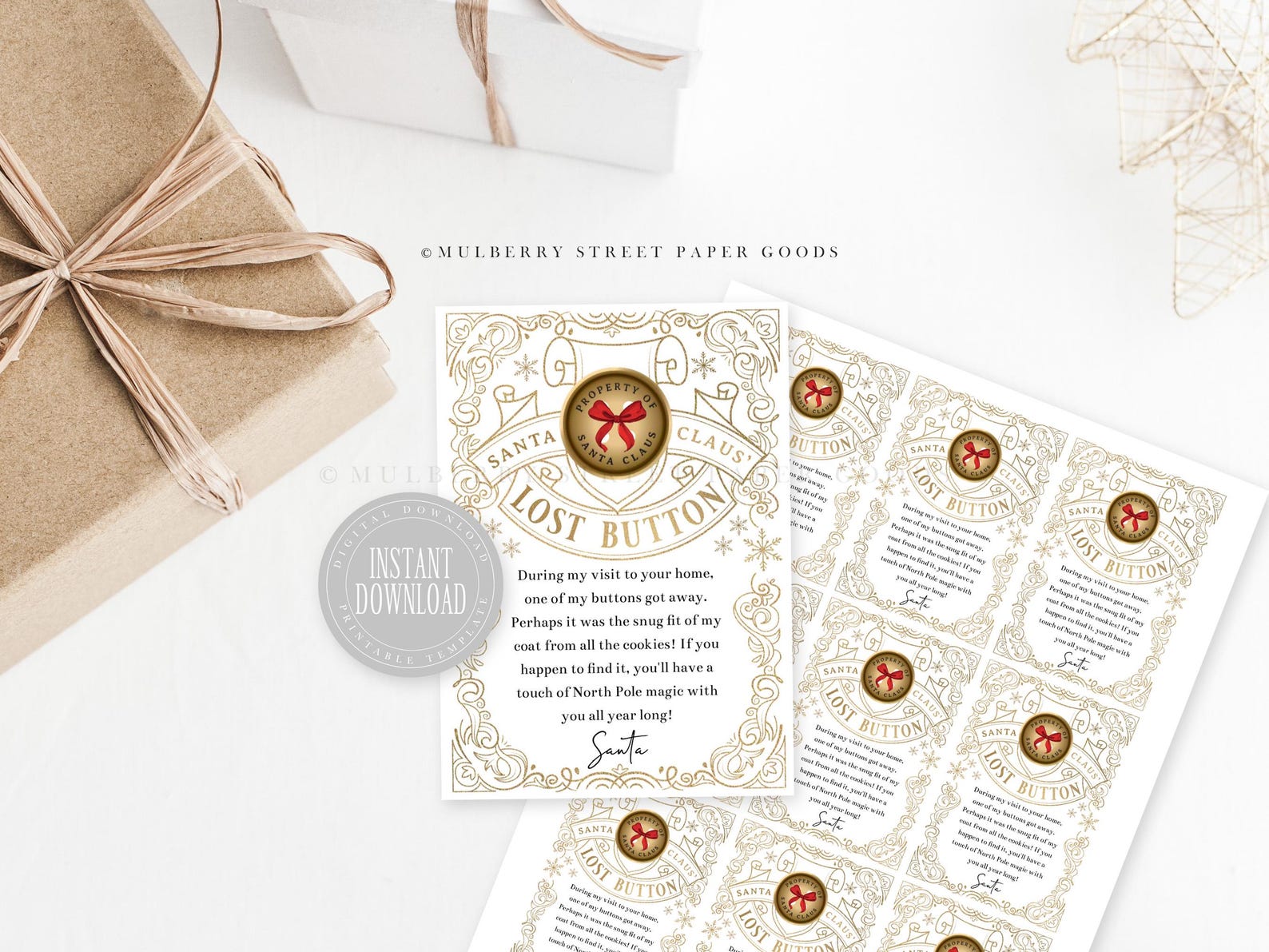 Santa's Lost Button Tag Instant Download Editable Santa Claus Lost ...