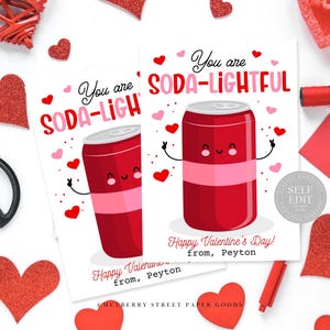 Soda Pop Can Happy Valentine's Day Printable Card, Classroom Valentine ...