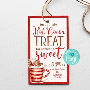 Holiday Hot Cocoa Treat Christmas Gift Tag, Hot Chocolate Tag, All Text ...