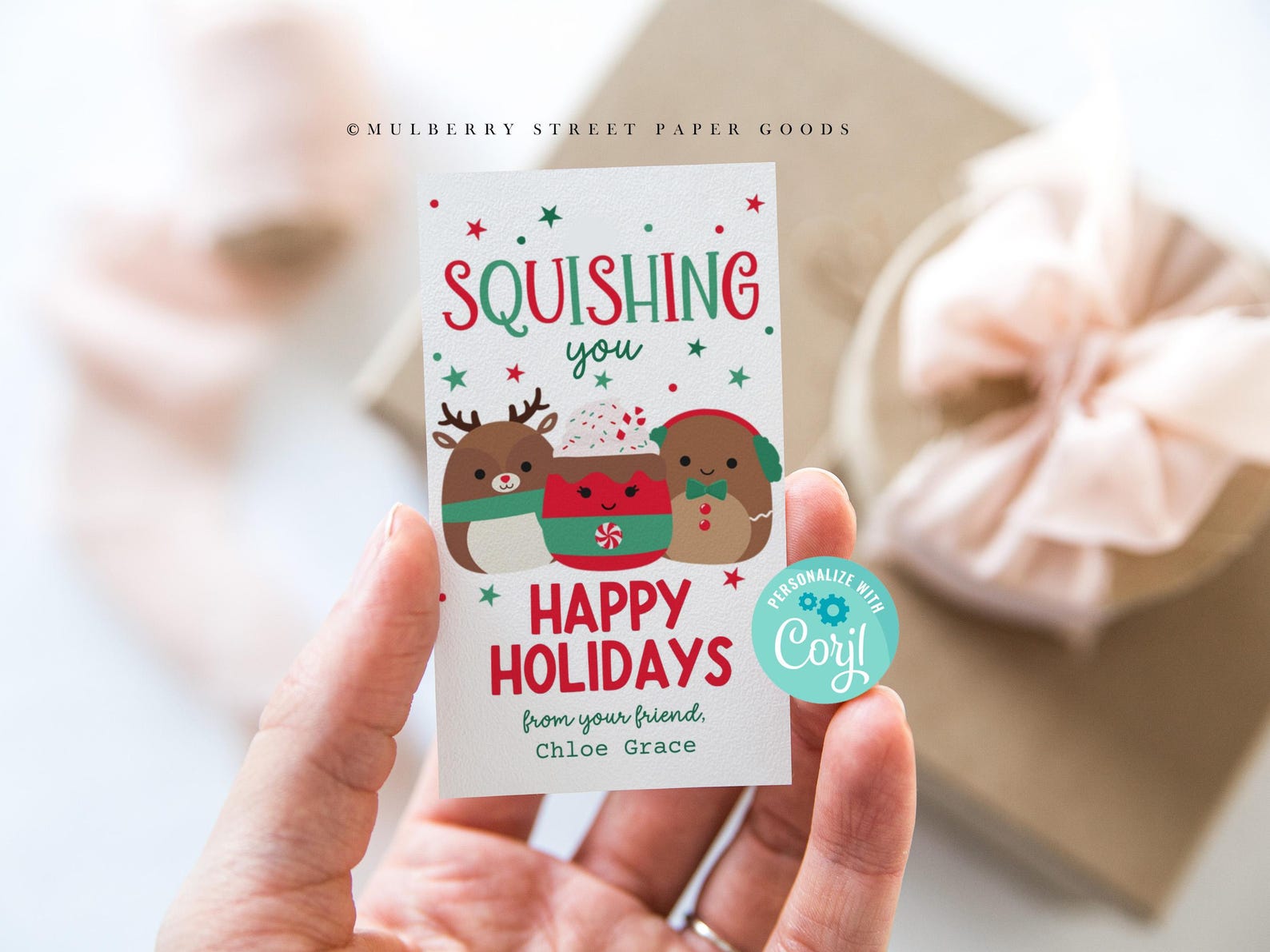 Editable Christmas Squish Gift Tag Digital Download Happy Squishing ...