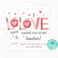 Teacher Valentine Card - Etsy
