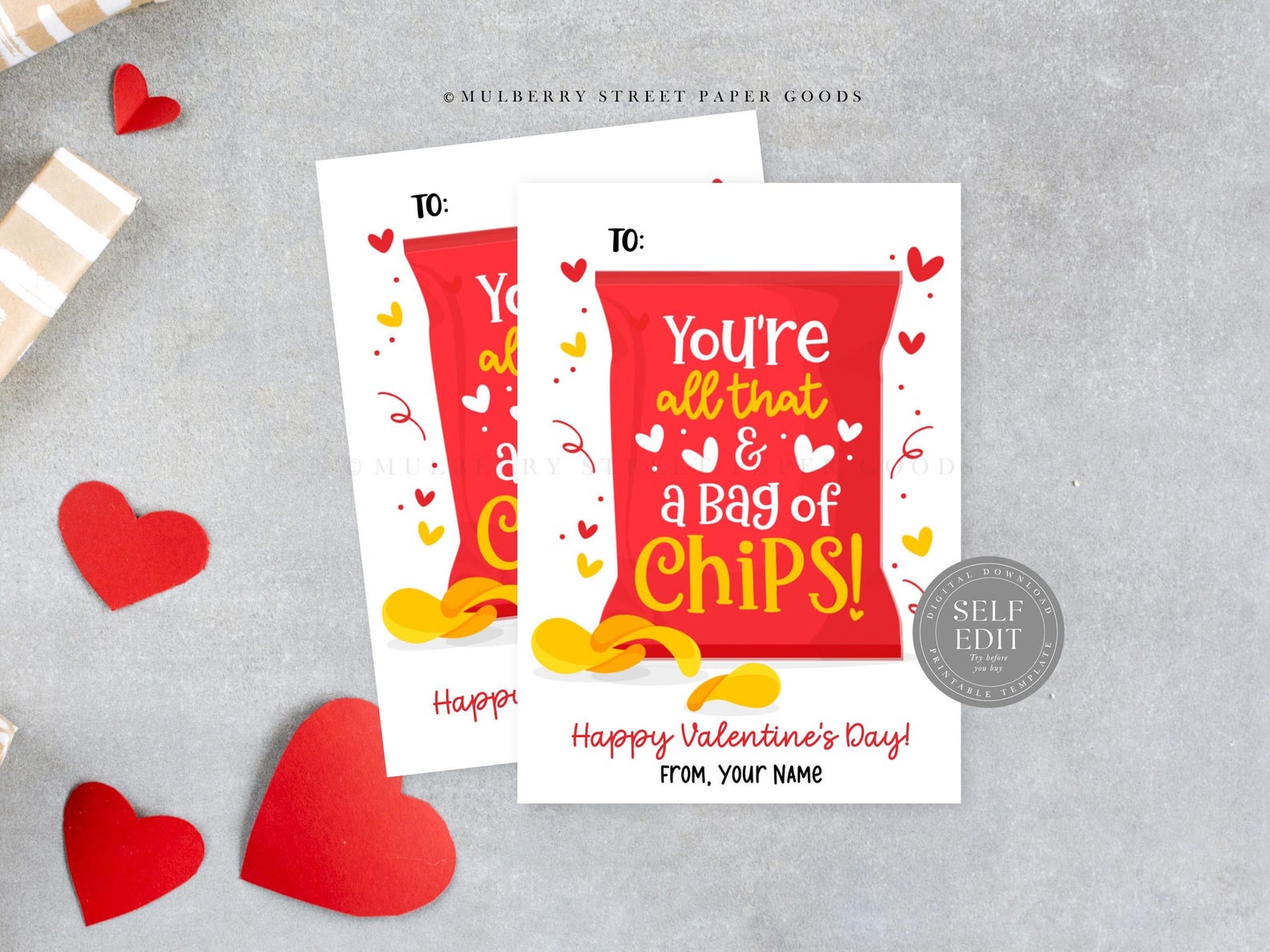 Bag of Chips Valentine Card Canva Template Potato Chips Classroom ...