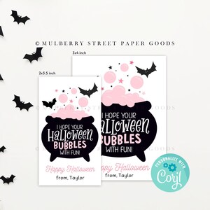 Halloween Printable Gift Tag Halloween Bubbles Tag Pink Halloween Treat ...