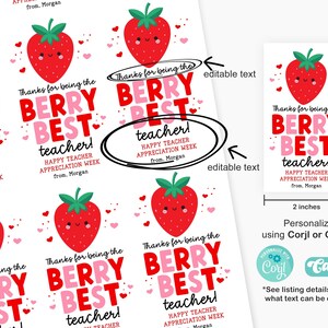 Berry Best Teacher Gift Tag Printableteacher Appreciation Gift Tag ...
