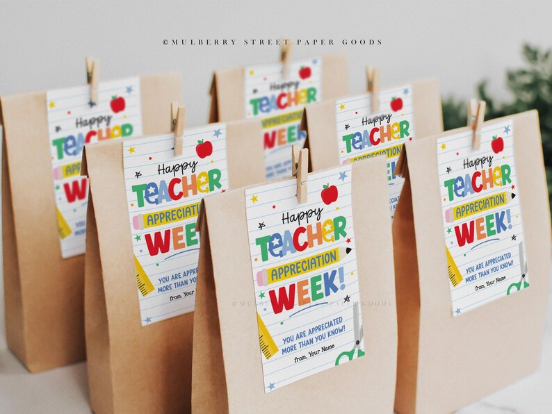 Happy Teacher Appreciation Week Gift Tag Canva Template Printable, PTO ...