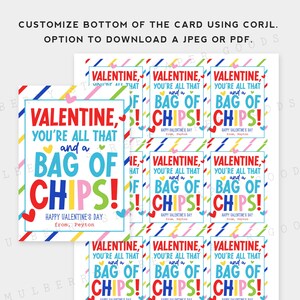 Printable You're All That and a Bag of Chips Valentine's Day Card, Bag ...