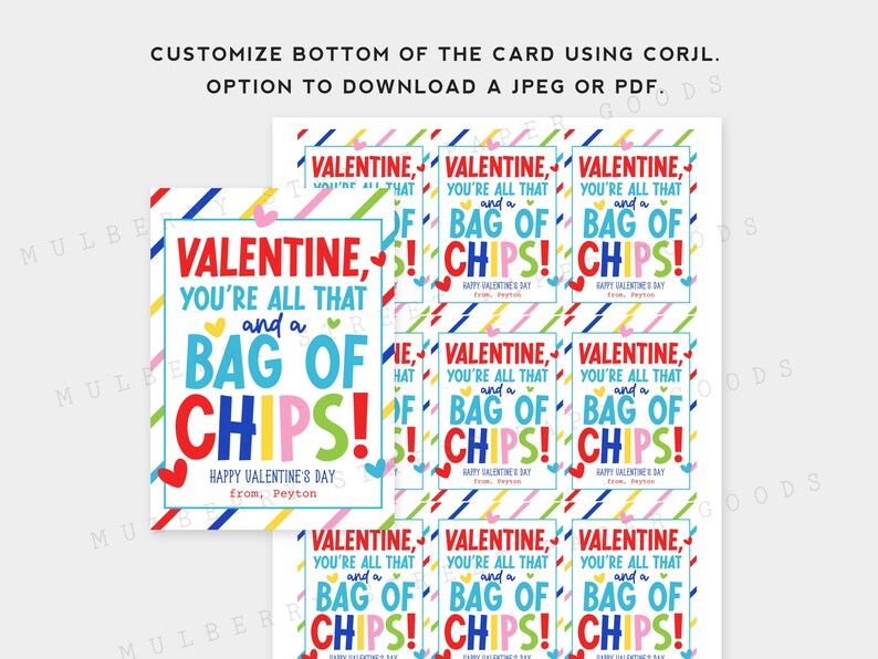 Bag of Chips Valentine Card Printable Potato Chips Valentine's Day Card ...