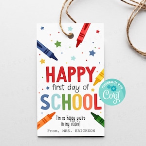 Printable Happy First Day of School Gift Tag, Welcome Back to School ...