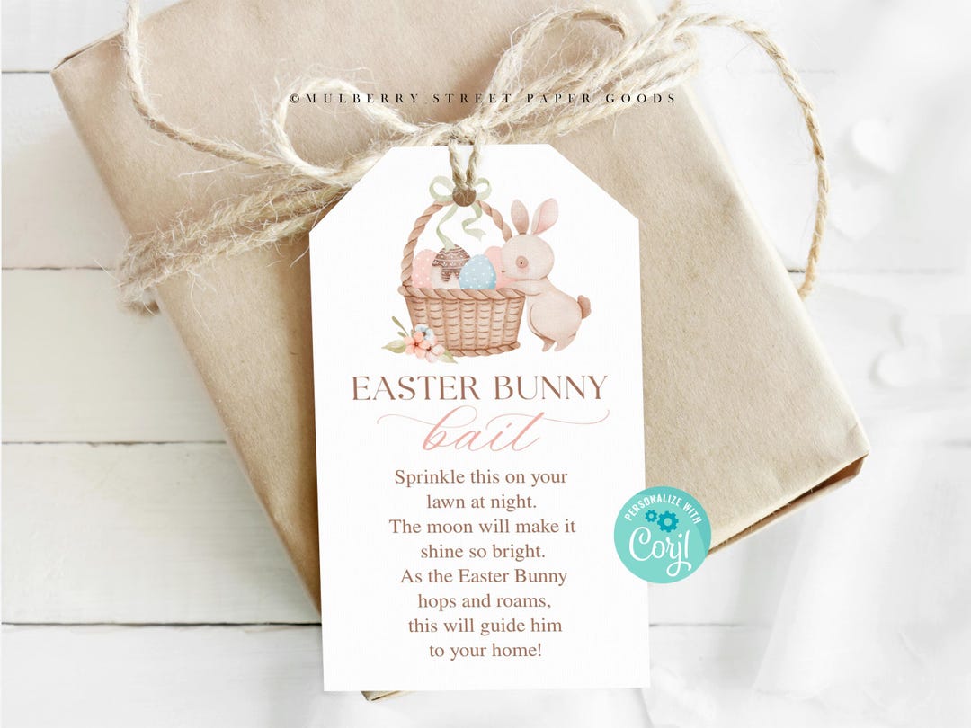 Editable Easter Bunny Bait Tag Printable Instant Download Easter Bunny ...